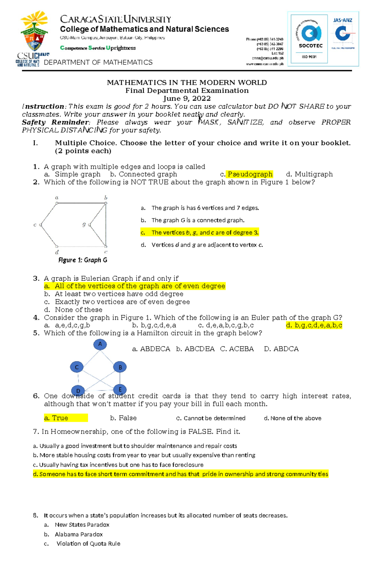 MMW-Exam finals June 2022-with-Answer-1 - MATHEMATICS IN THE MODERN ...