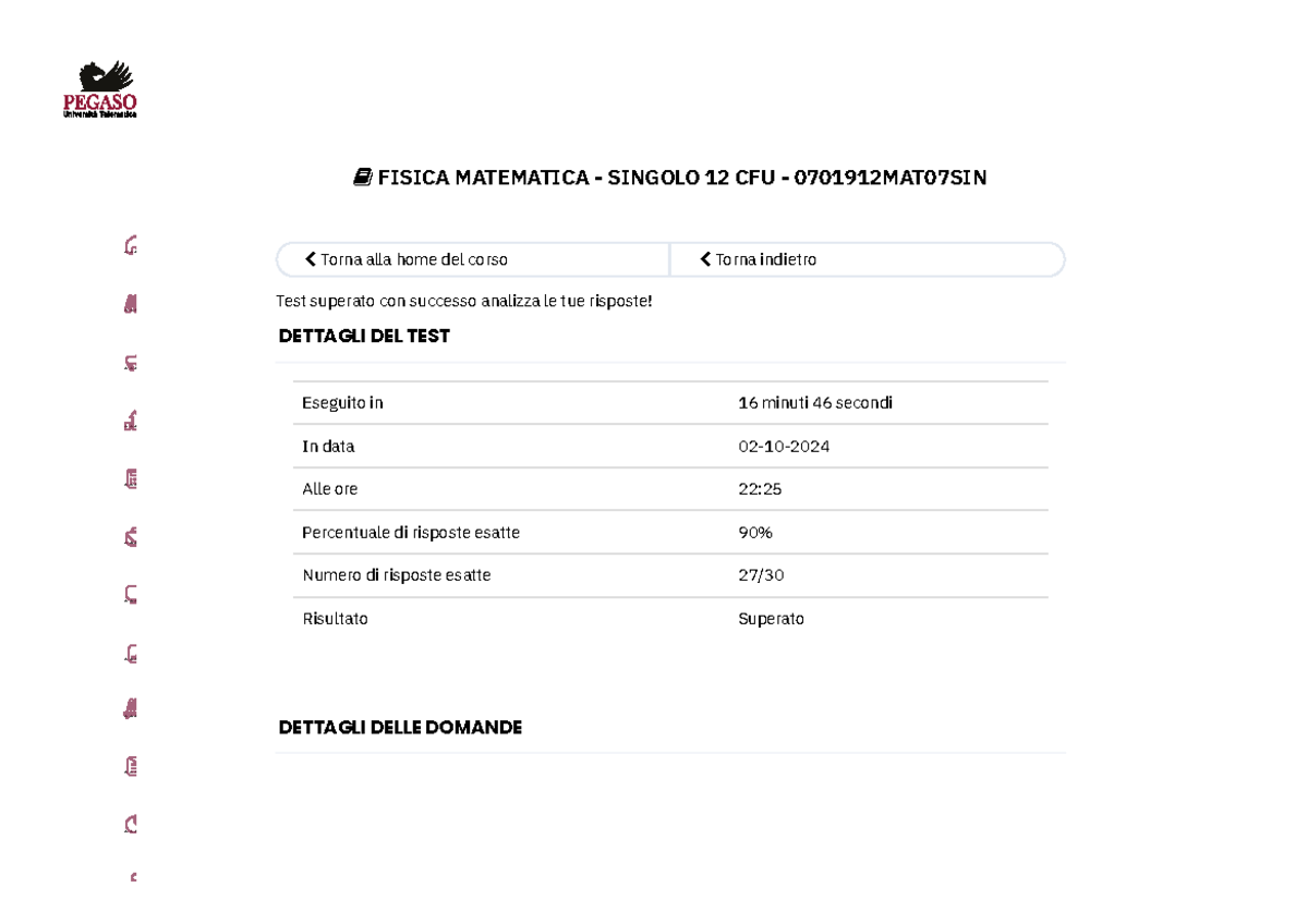 Fisica Matematica TEST 2 - FISICA MATEMATICA - SINGOLO 12 CFU ...