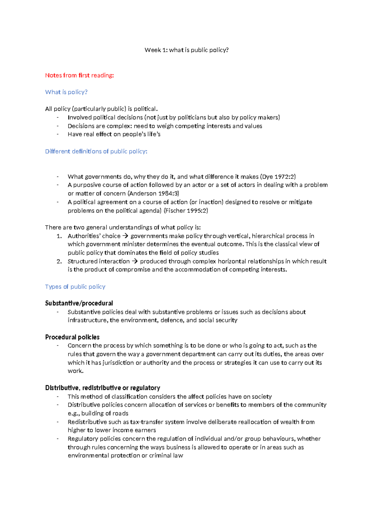 Policy and how it shapes us - Week 1: what is public policy? Notes from ...
