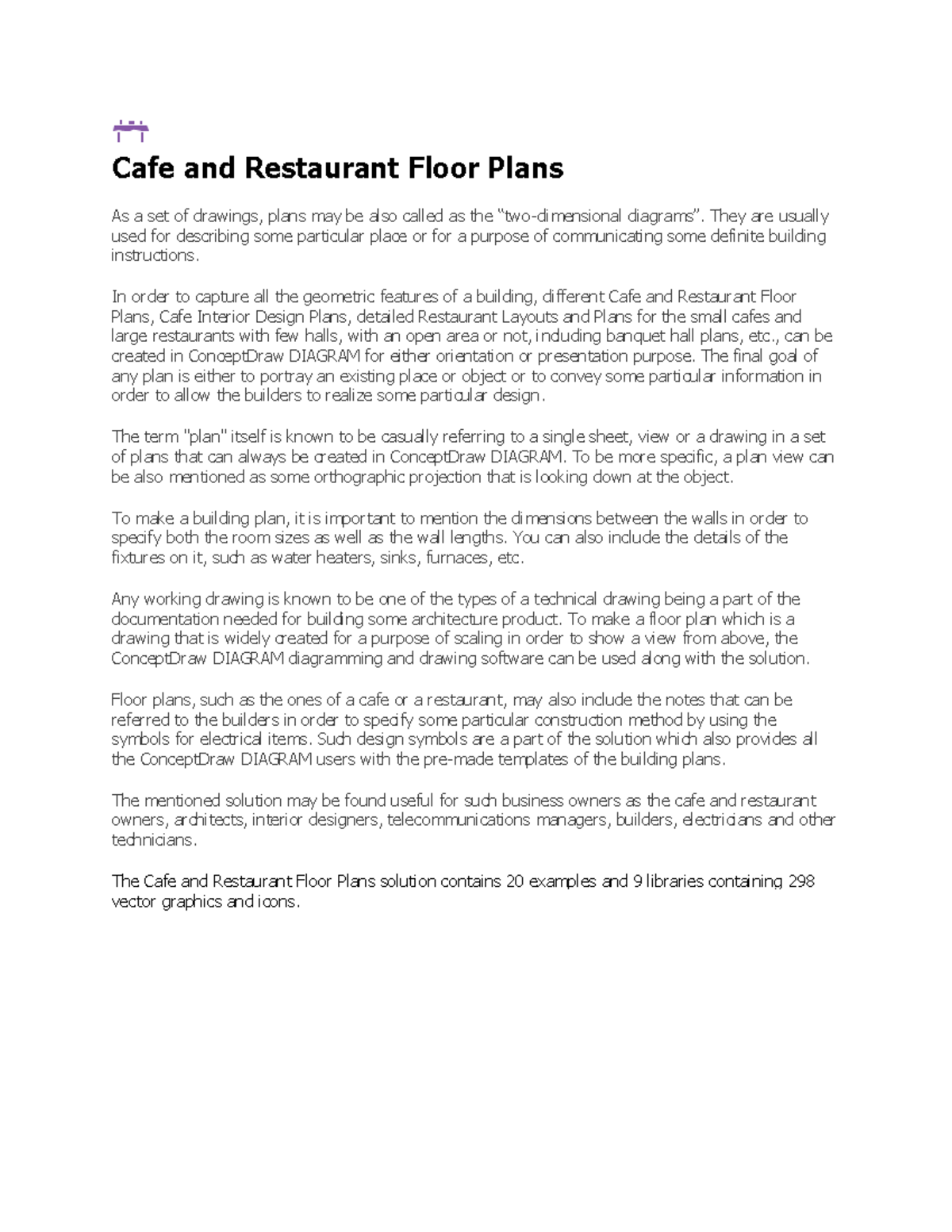 Cafe and Restaurant Floor Plans - They are usually used for describing ...