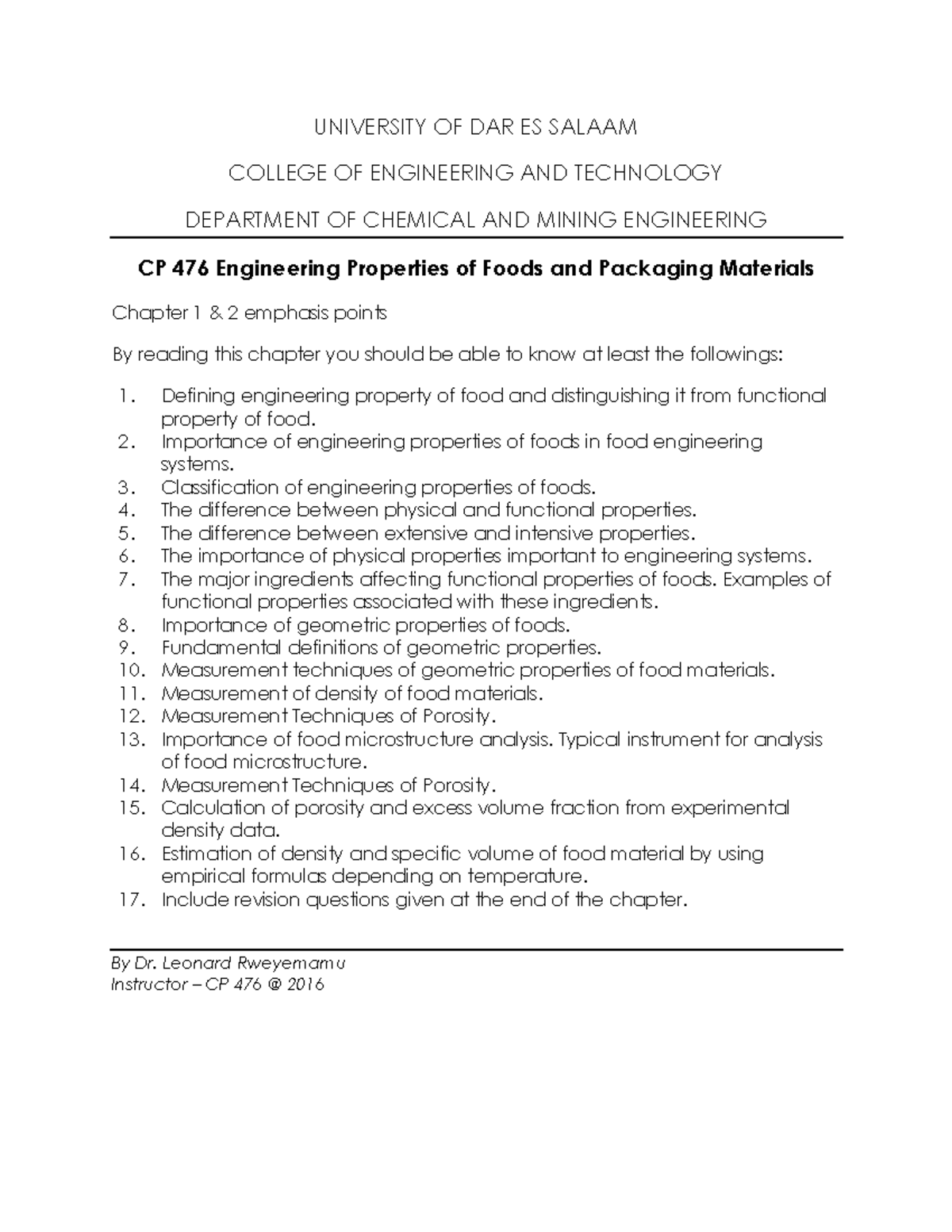 Chapter 1 2 Points of Emphasis 2016 - UNIVERSITY OF DAR ES SALAAM ...