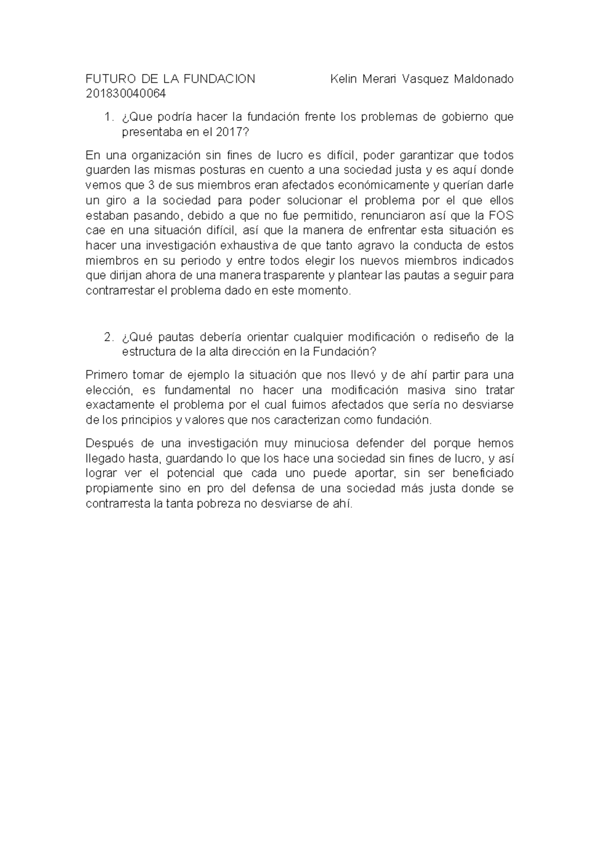 Aporte Tar, Grup Org. y Gest - FUTURO DE LA FUNDACION Kelin Merari ...