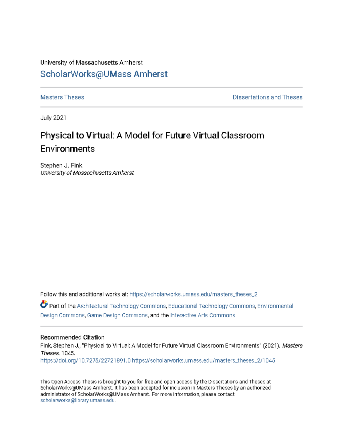 Physical to Virtual A Model for Future Virtual Classroom Environ ...