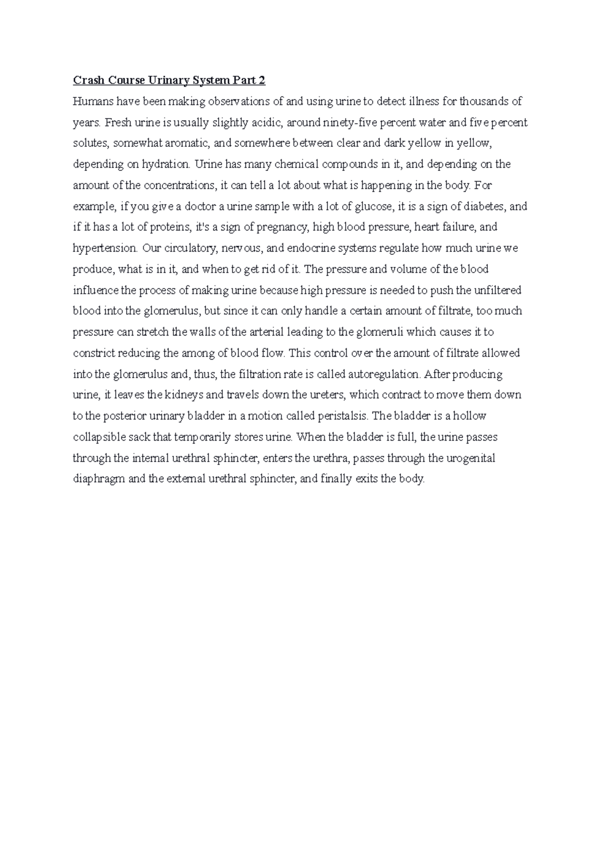 Crash Course Urinary System Videos Part 2 - Crash Course Urinary System ...