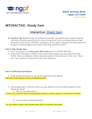 Interactive (Bummer Insurance Game) - NGPF Activity Bank Insurance ...