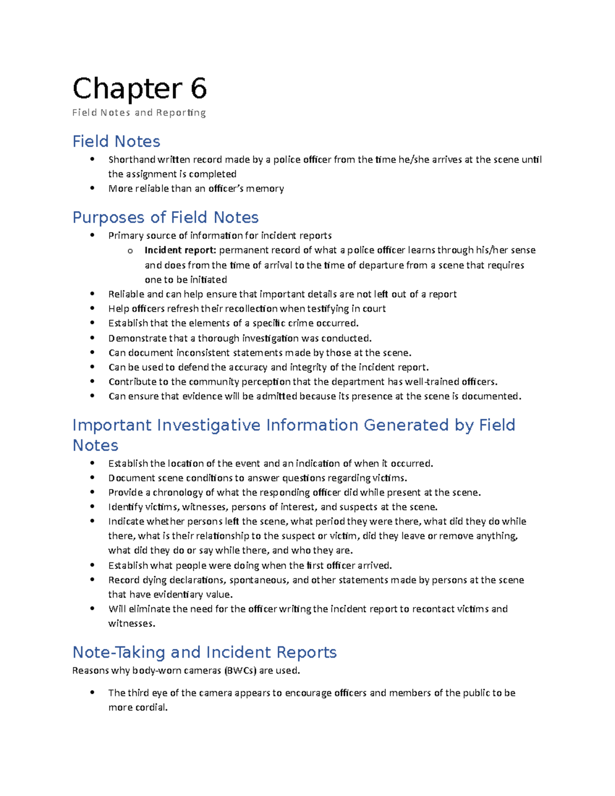 Chapter 6 - Field Notes and Reporting - Chapter 6 Field Notes and ...