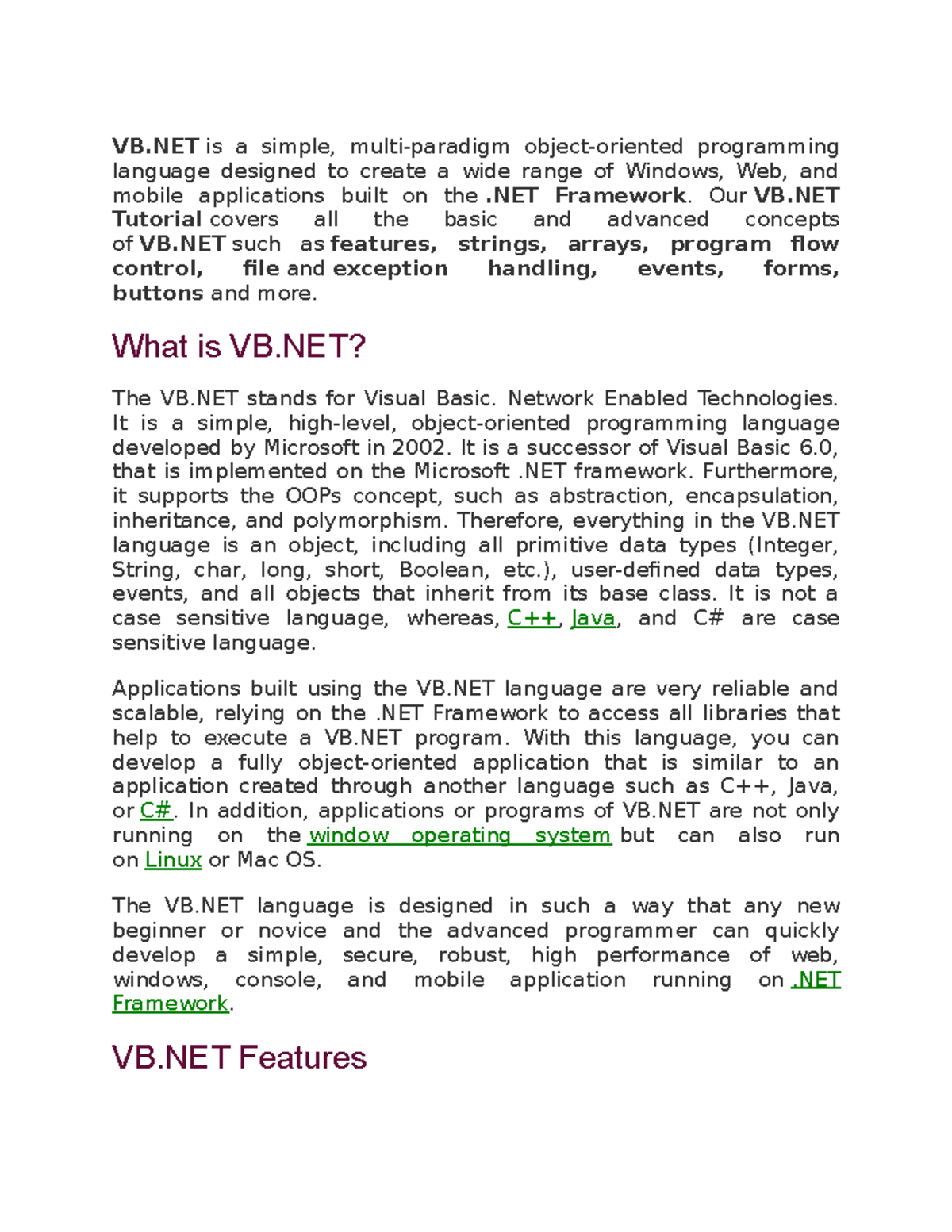 VBDot Net - VB is a simple, multi-paradigm object-oriented programming ...