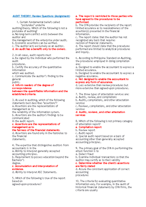 Audit sampling andw - College of Business Administration and ...