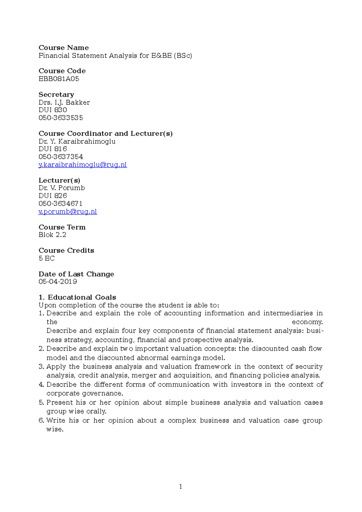 Course Manual FSA 2018 2019 - Course Name Financial Statement Analysis ...