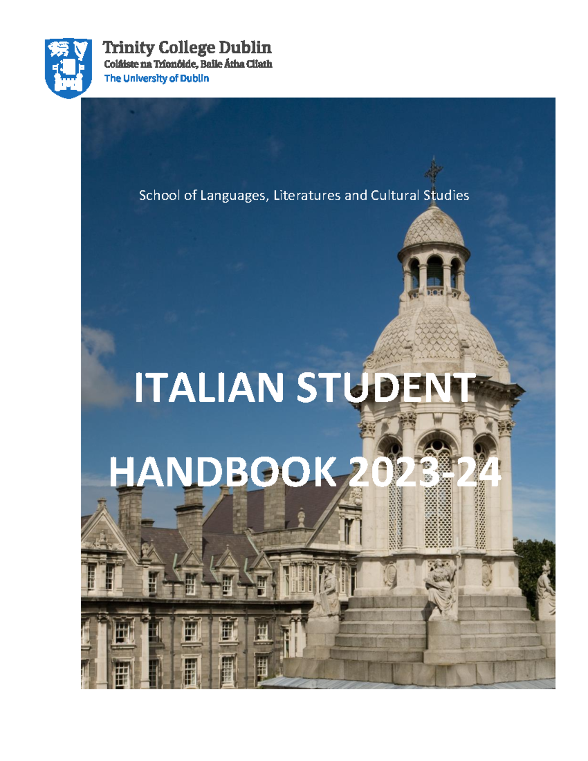 Italian student handbook 23 24 - School of Languages, Literatures and ...