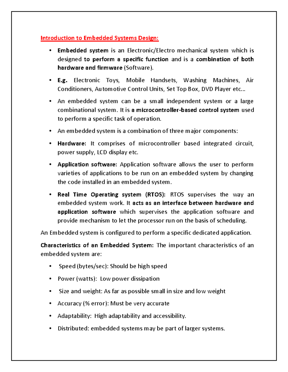 Robotics AND Automation removed - Introduction to Embedded Systems Design: Embedded system is an ...