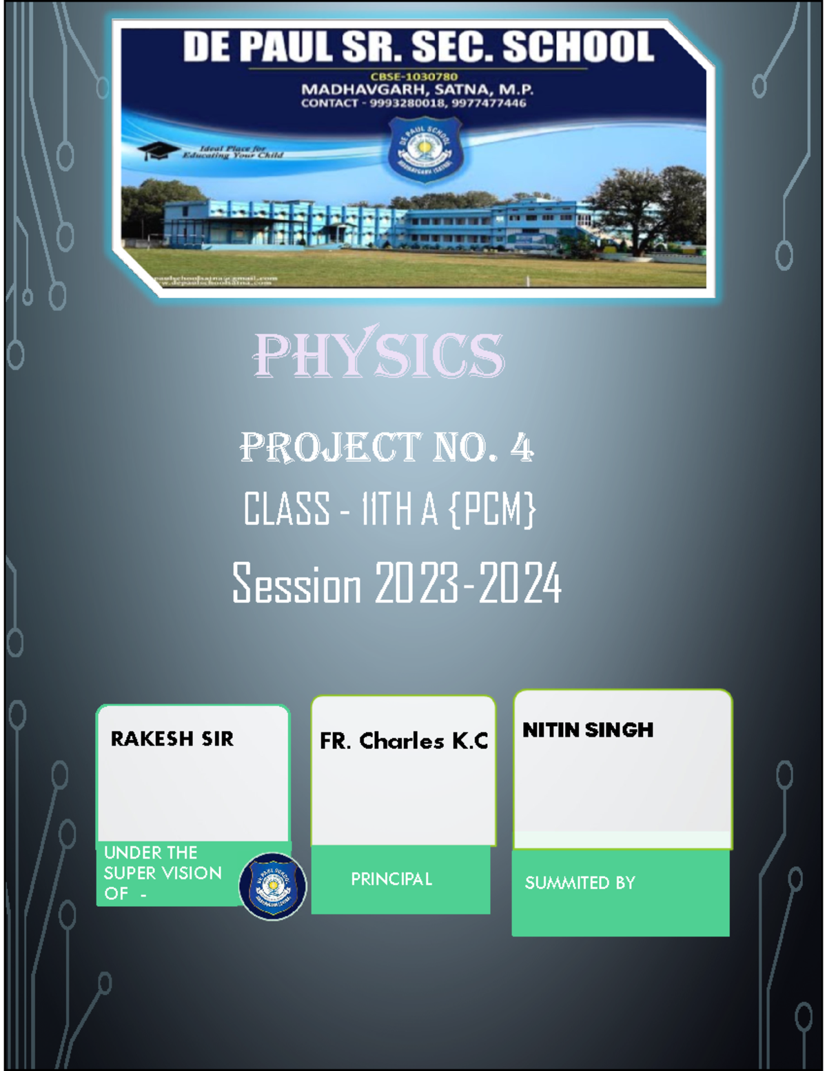 Nitin project PPT - PROJECT NO. 4 CLASS - 11TH A {PCM} UNDER THE SUPER ...