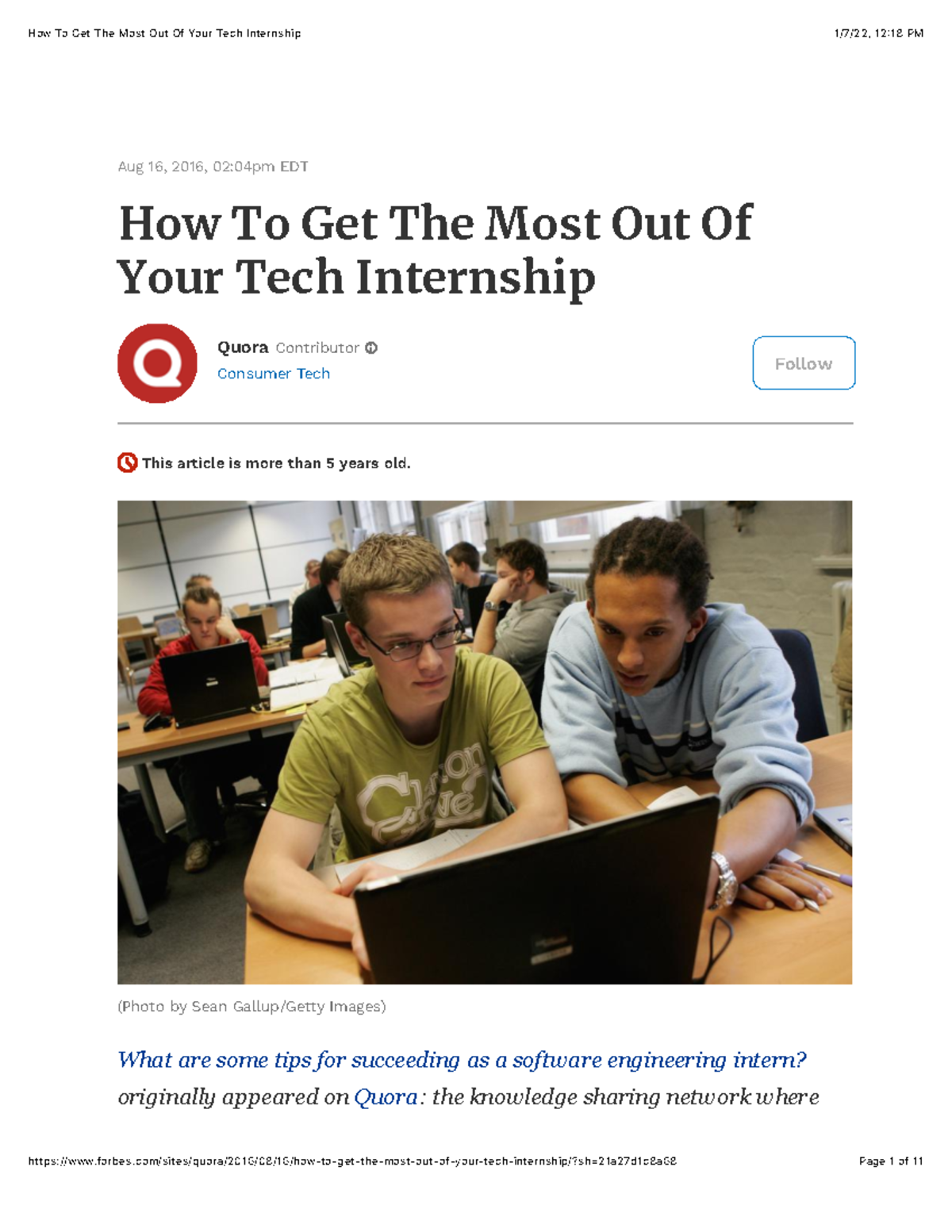 How To Get The Most Out Of Your Tech Internship - Consumer Tech Follow ...
