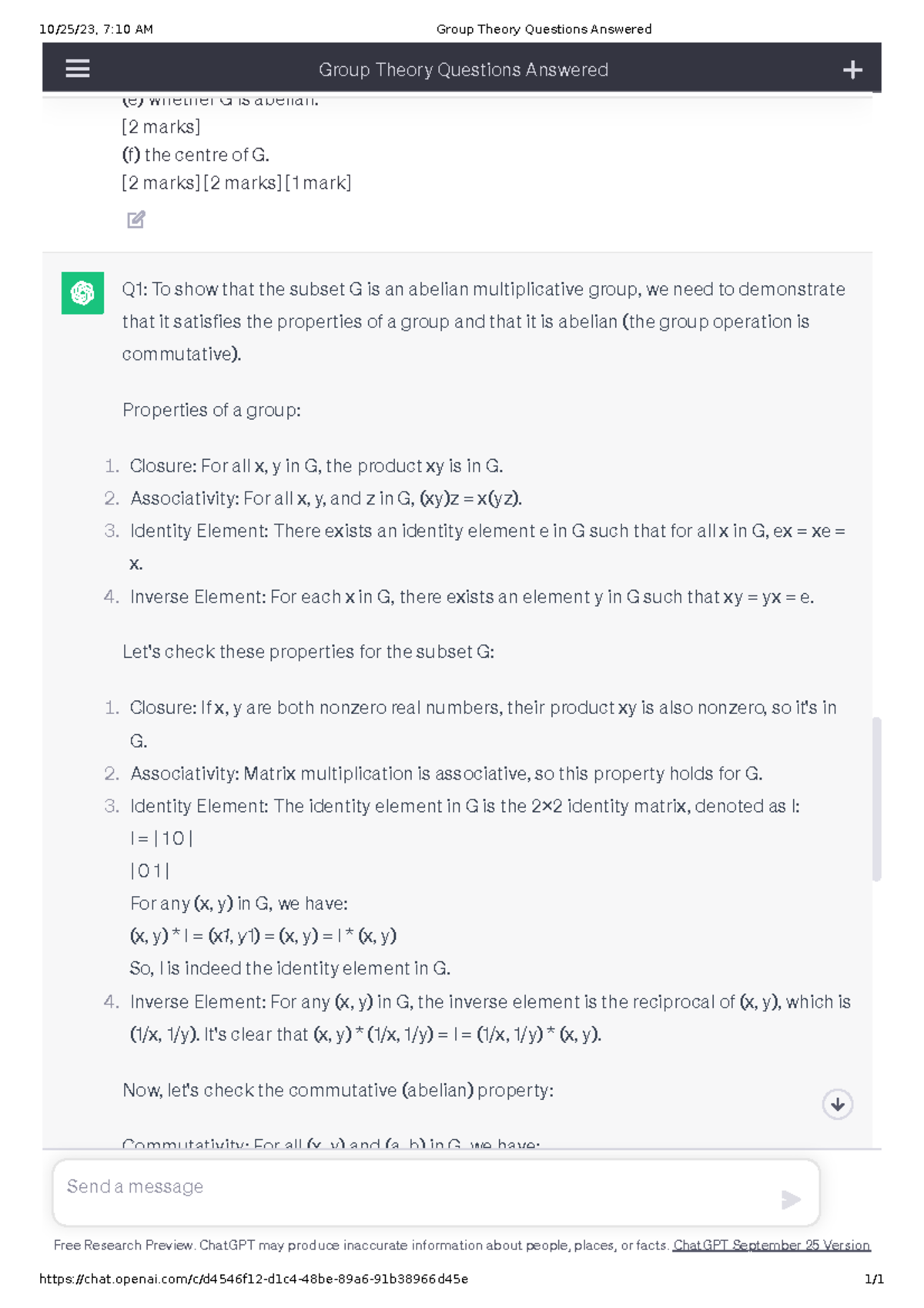 Group Theory Questions Answered - openai/c/d4546f12-d1c4-48be-89a6 ...