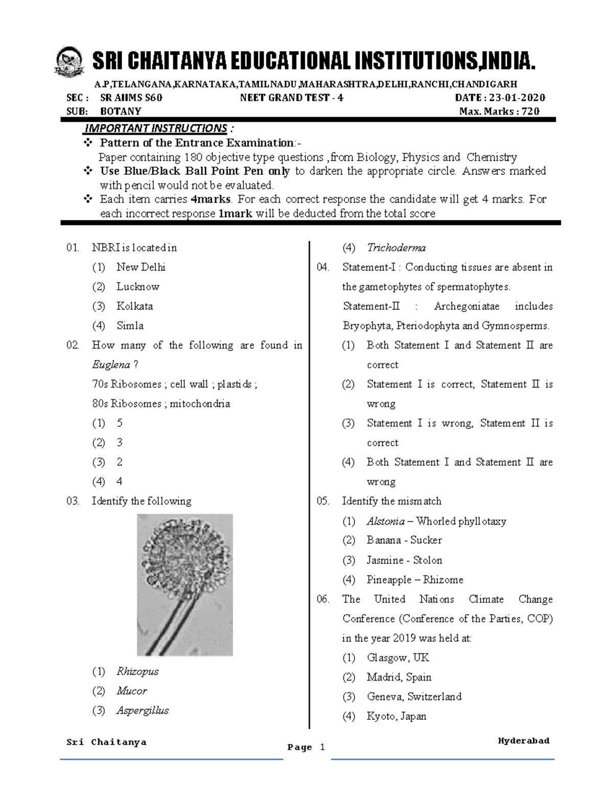 NEET Test Series 24 - aLL MUST PRACTICE - - Studocu
