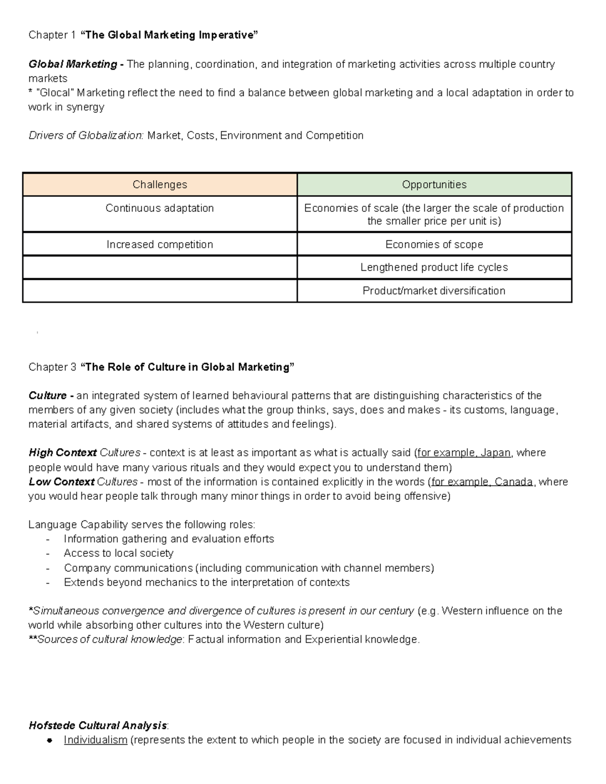 Global Marketing (Study Notes) - Chapter 1 “The Global Marketing ...