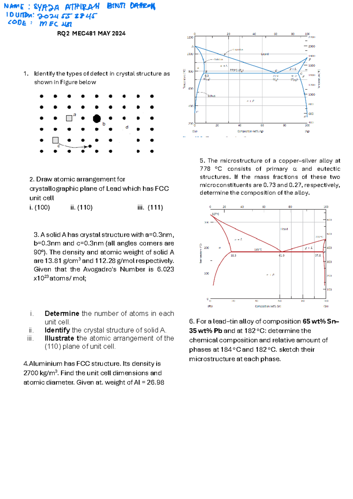 Rq2 mec481 - Answer for Quiz2 - RQ2 MEC481 MAY 2024 1. Identify the ...