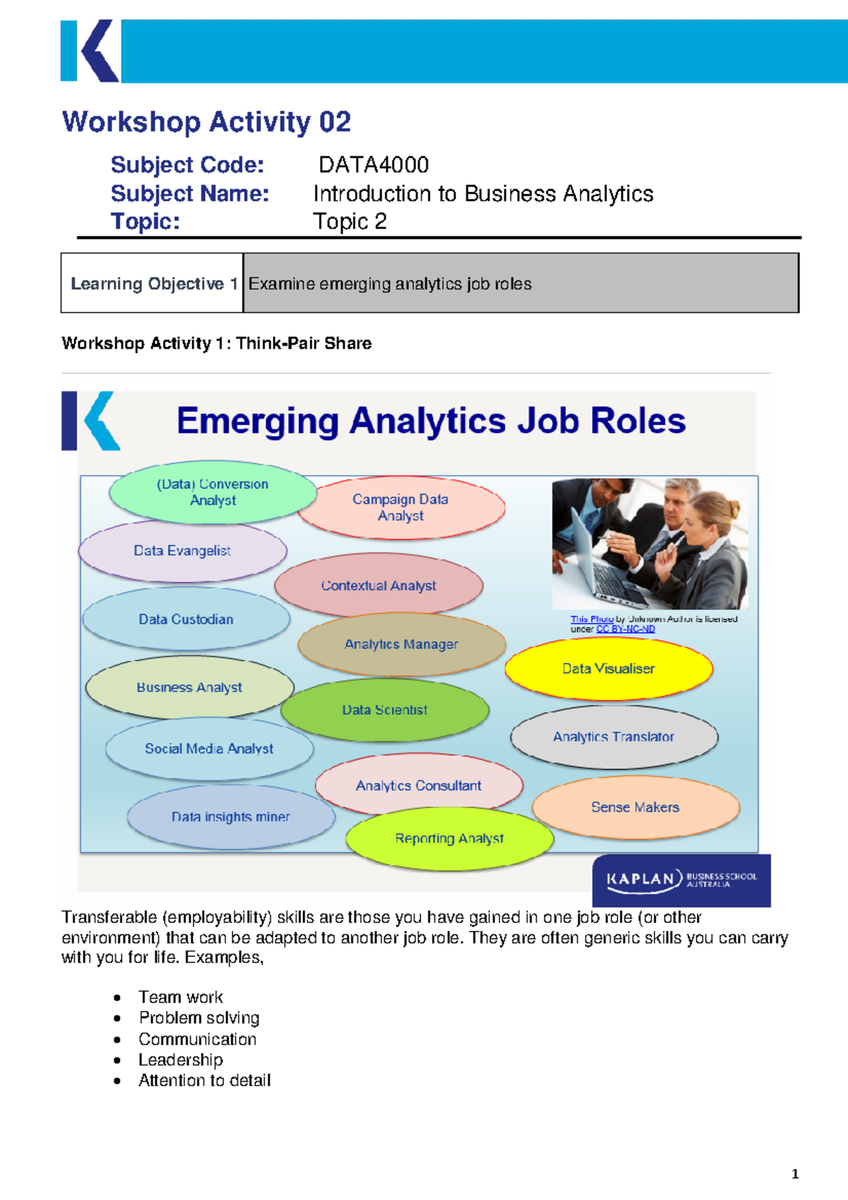 DATA4000 T1 2020 Workshop Activities 02 Solutions - Workshop Activity ...