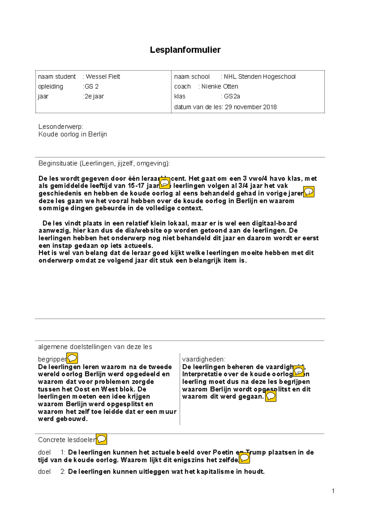 Lesplan formulier (koude oorlog in berlijn) les 1 opm ...