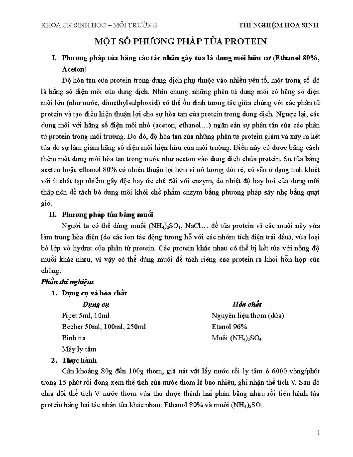 TAI LIEU HOA SINH jooo1 - Tài liệu lý thuyết của hóa sinh - MỘT SỐ ...