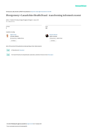 Montgomery and informed consent Where are we now ...