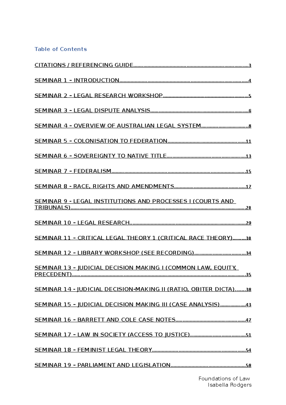 Foundations Master Cheat Sheet - Table of Contents CITATIONS ...