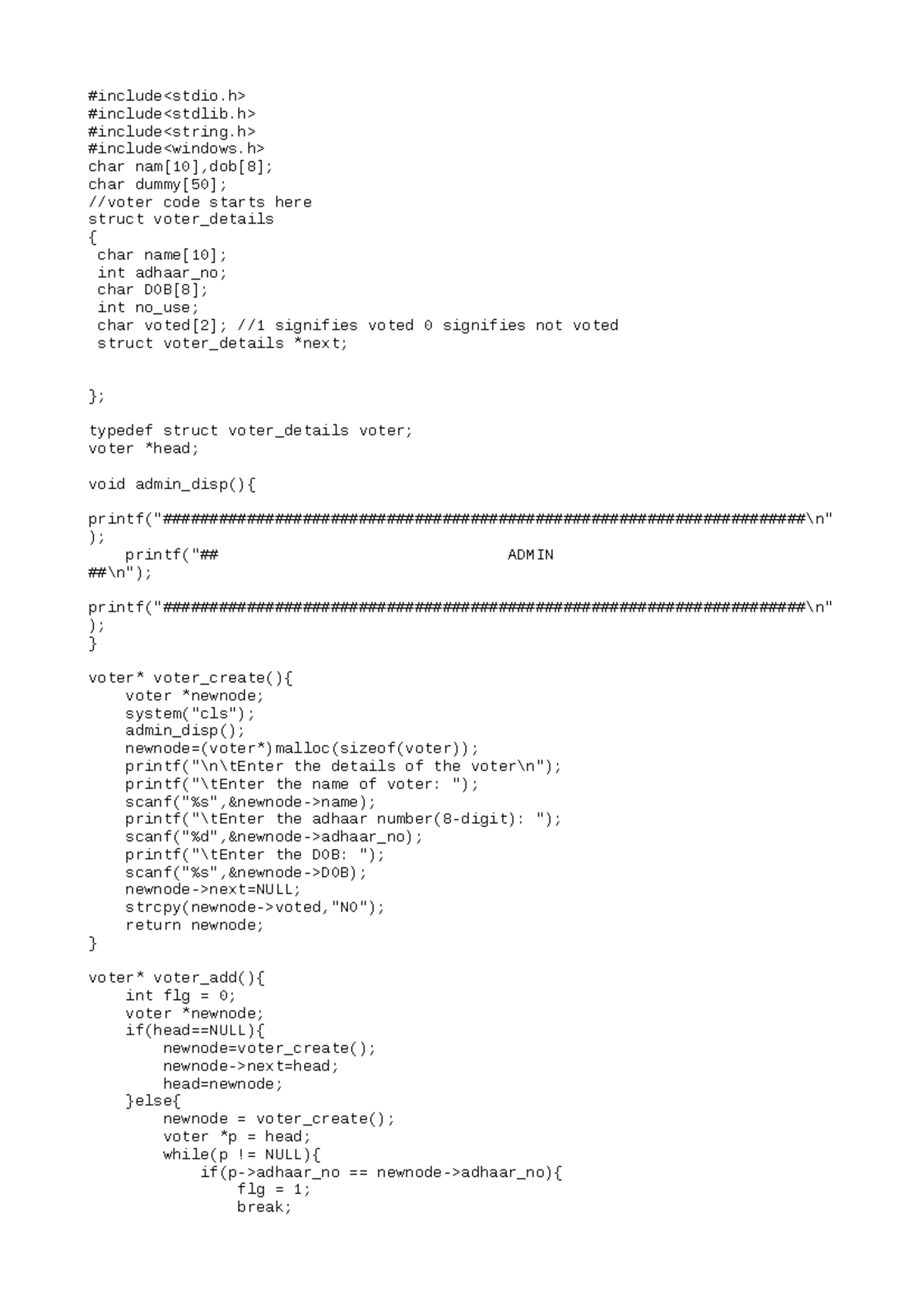 Ds Project - #include #include #include #include char nam[10],dob[8 ...