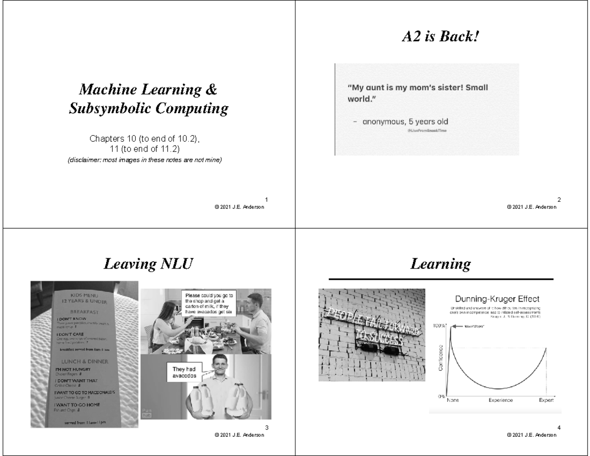 Week 9 Machine Learning - © 2021 J. Anderson 1 Machine Learning ...