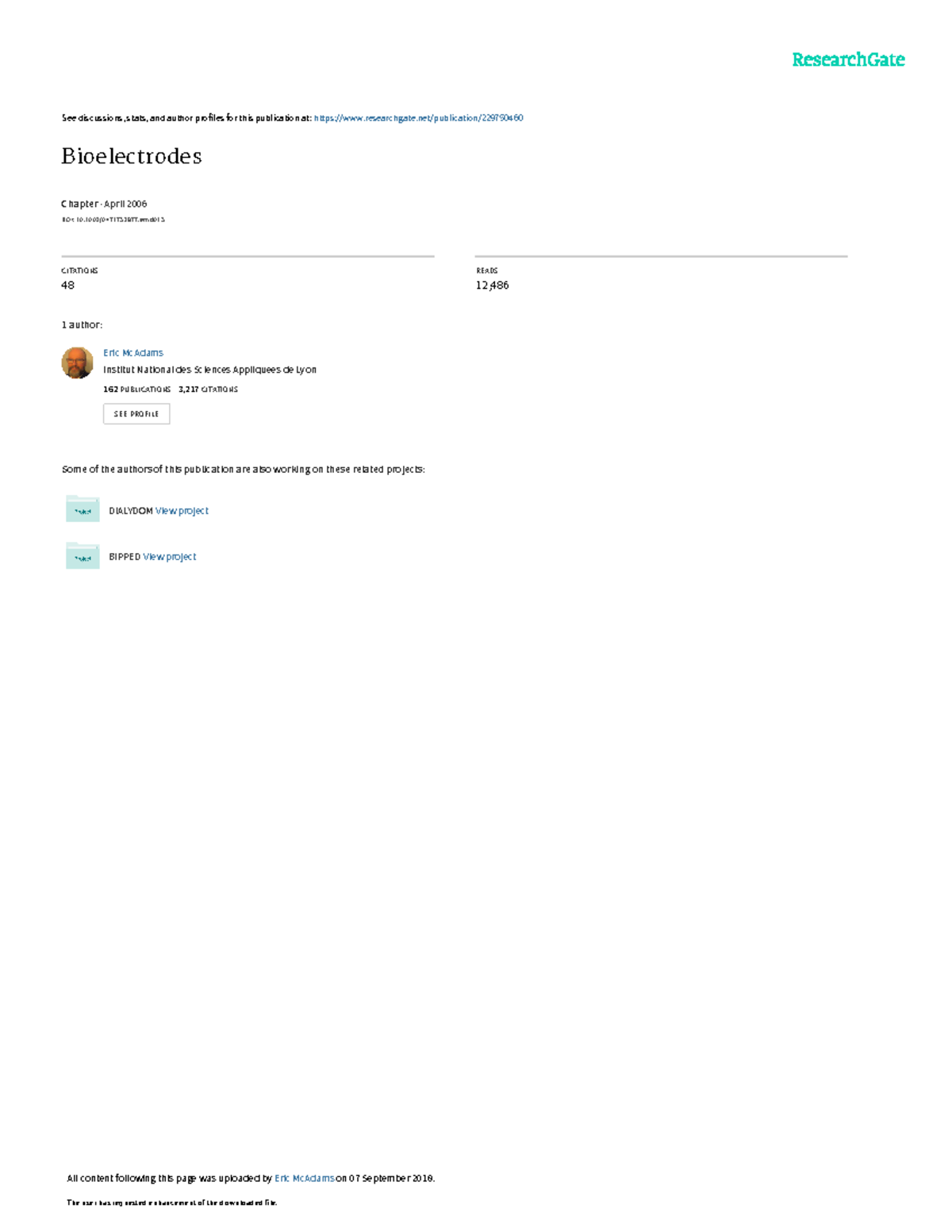 Extensive Reading- Bioelectrodes - See discussions, stats, and author ...