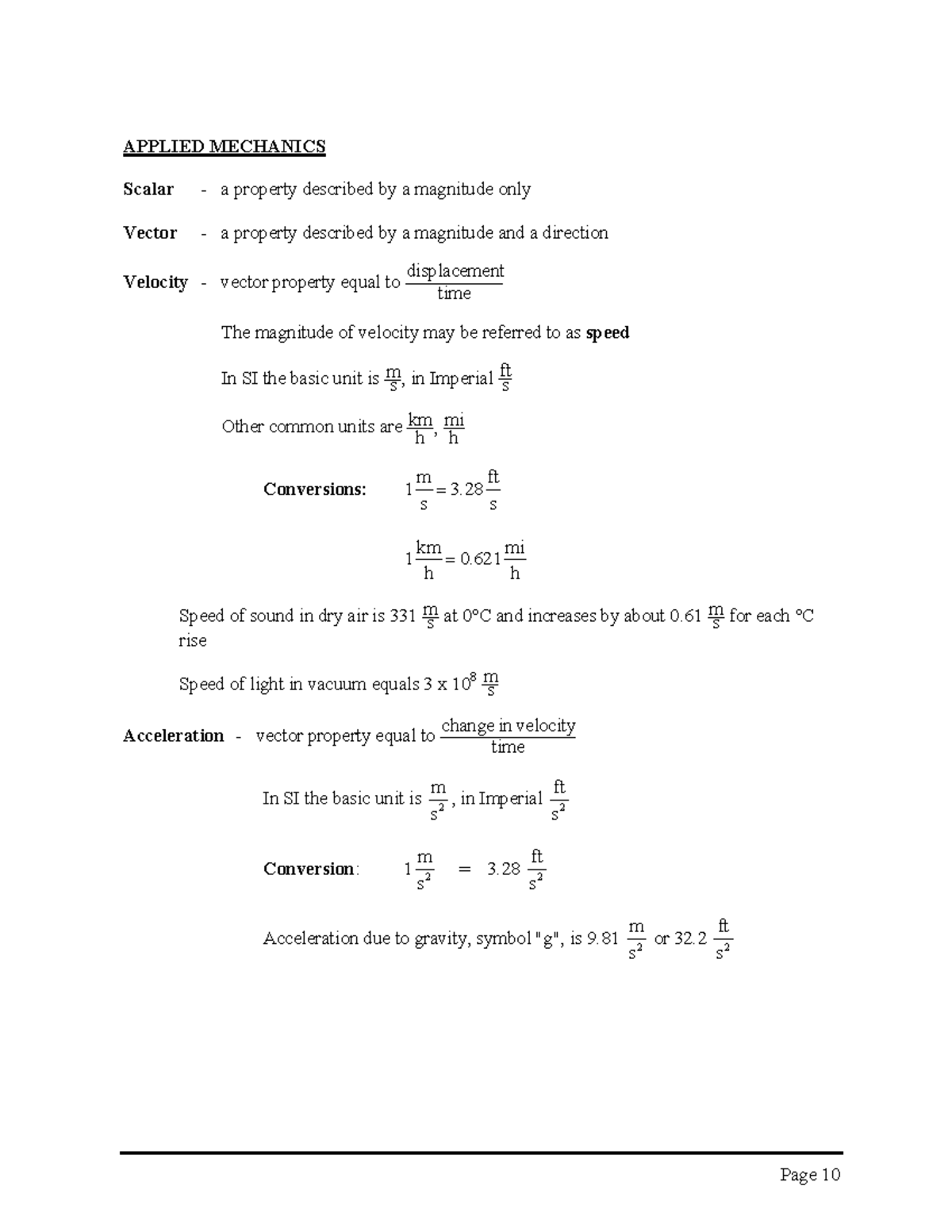 Applied Mechanics formulas And Problems APPLIED MECHANICS Scalar A