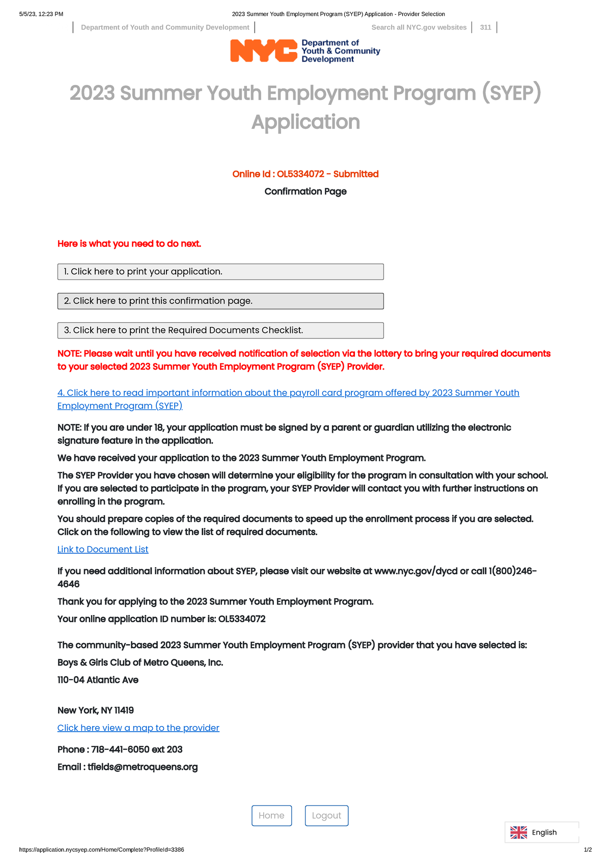 2023 Summer Youth Employment Program (SYEP) Application - Provider ...