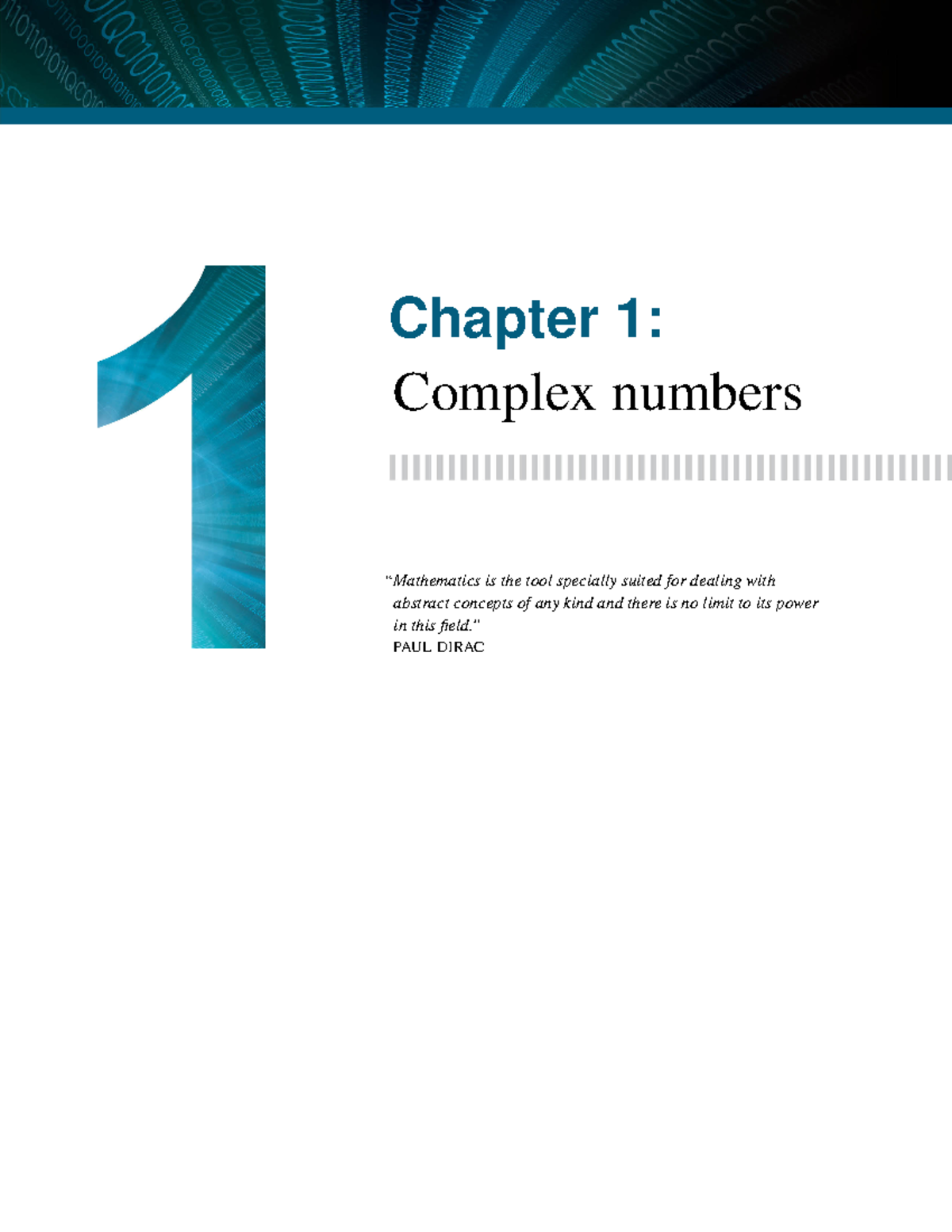 Complex Number Beginner - Chapter 1: Complex numbers “Mathematics is the tool specially suited ...