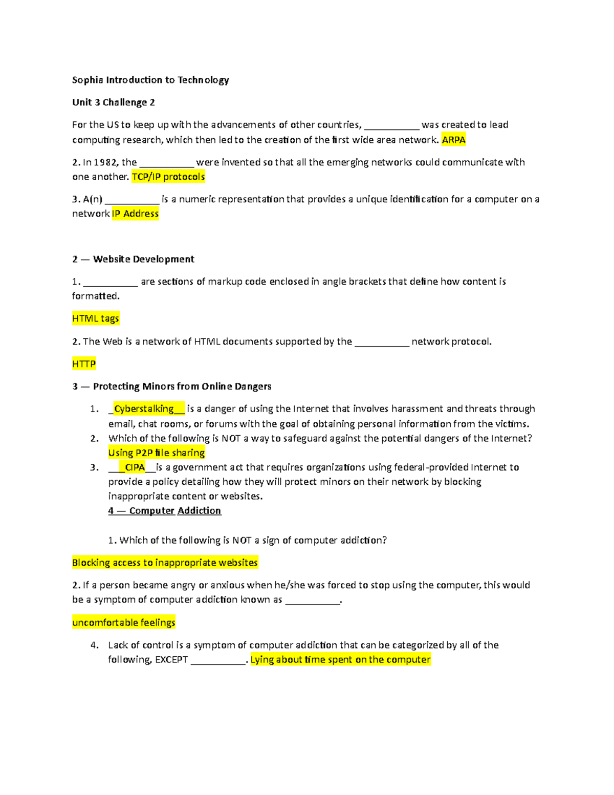 Sophia 2022 Introduction to Technology Unit 3 challeg 2 - Sophia ...