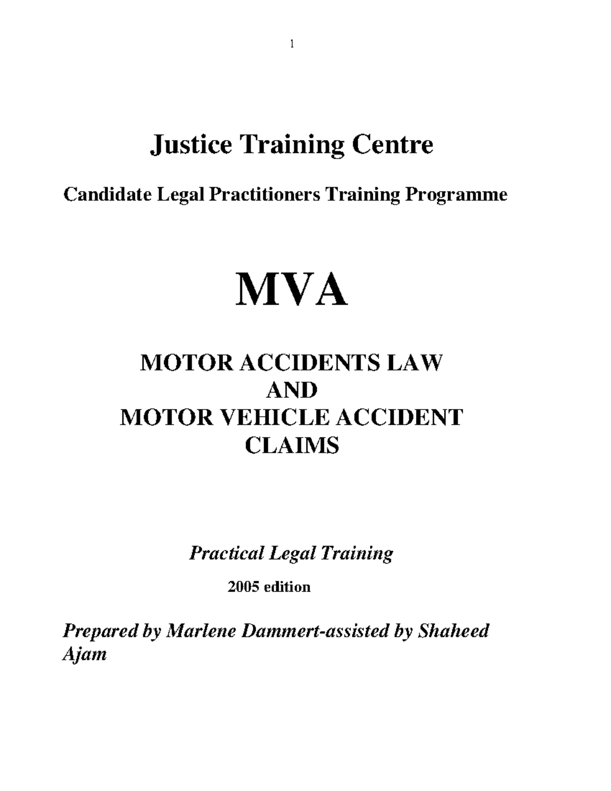 MVAnotes 2005 - law - Justice Training Centre Candidate Legal ...
