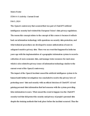 Mario Foster IT409 Activity SWOT Analysis - IT-409 - Mario Foster IT409 ...