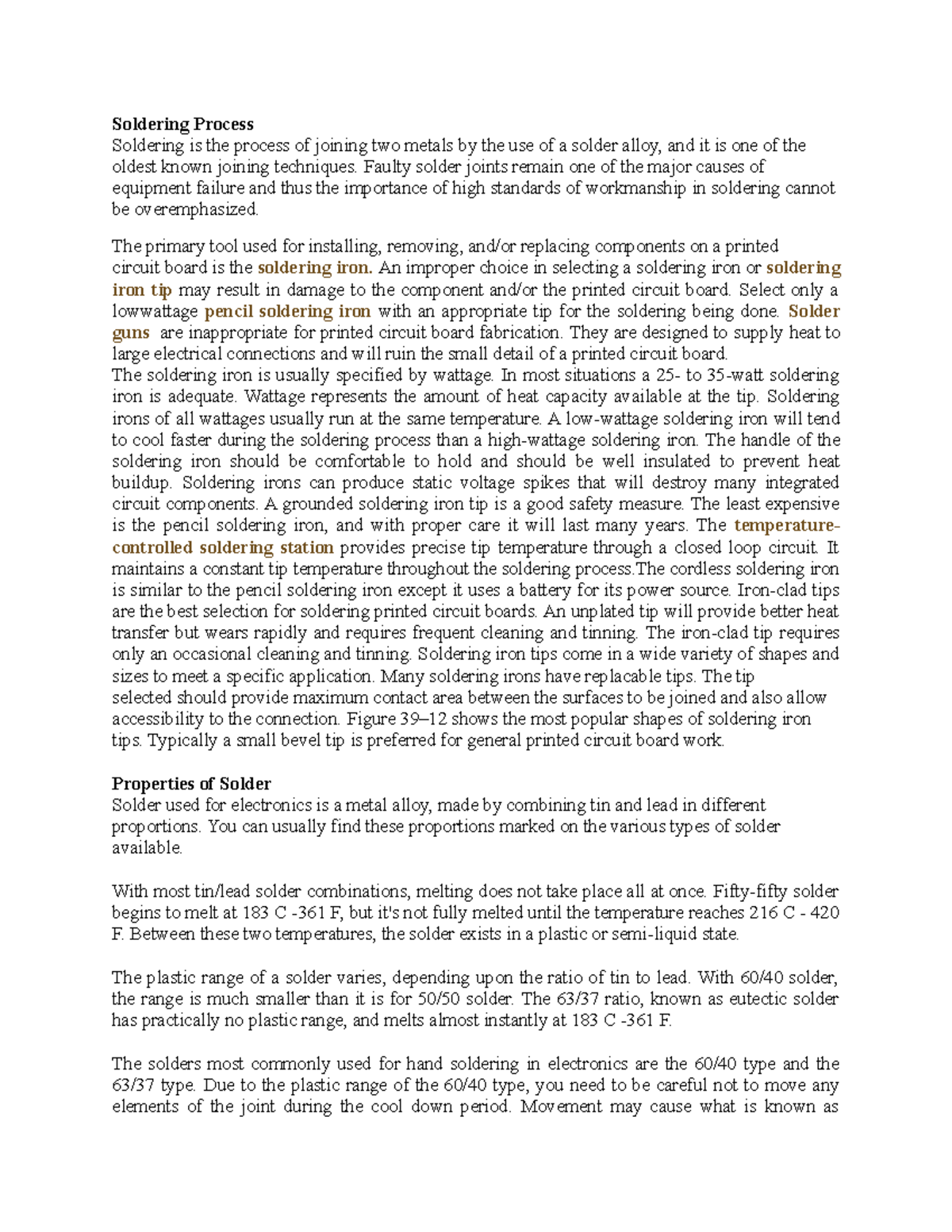 Soldering - Lecture notes 21 - Soldering Process Soldering is the ...