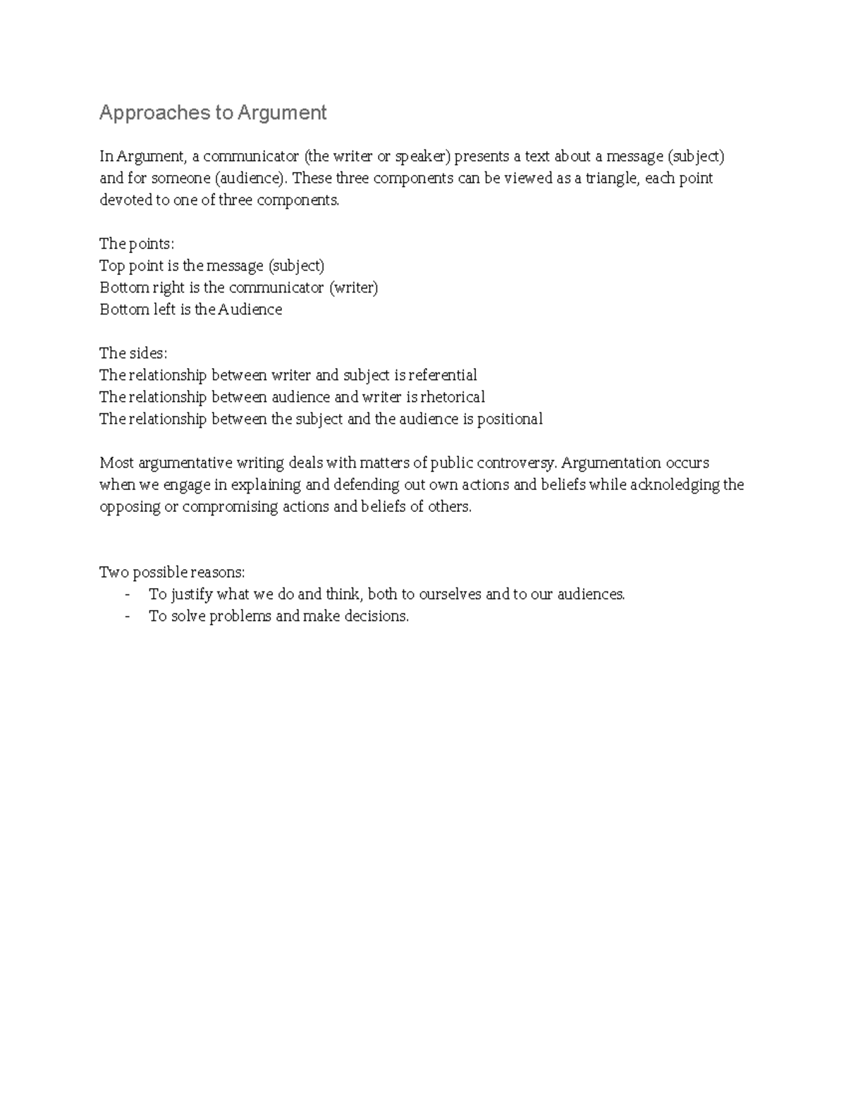 Engl. 104 Approaches to Argument - Approaches to Argument In Argument ...