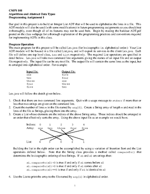 Pa3 - Third programming assignment for CS101 - CMPS 101 Algorithms and ...