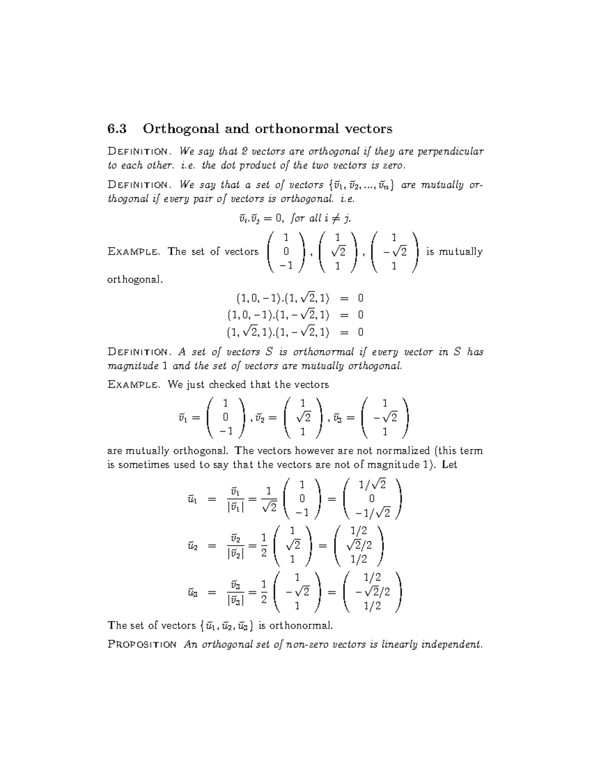 Orthogonal - We say that 2 vectors are orthogonal if they are ...