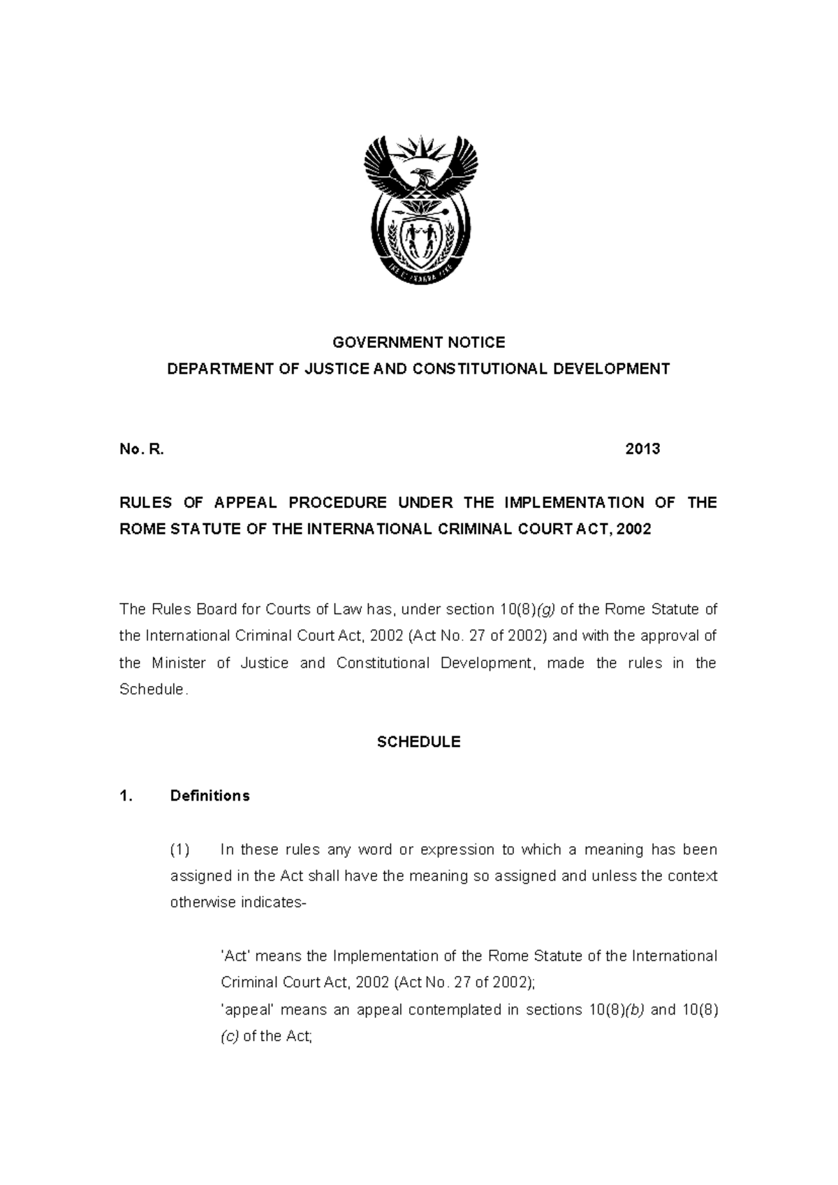 131009 rules - Summary Civil Procedure - GOVERNMENT NOTICE DEPARTMENT ...