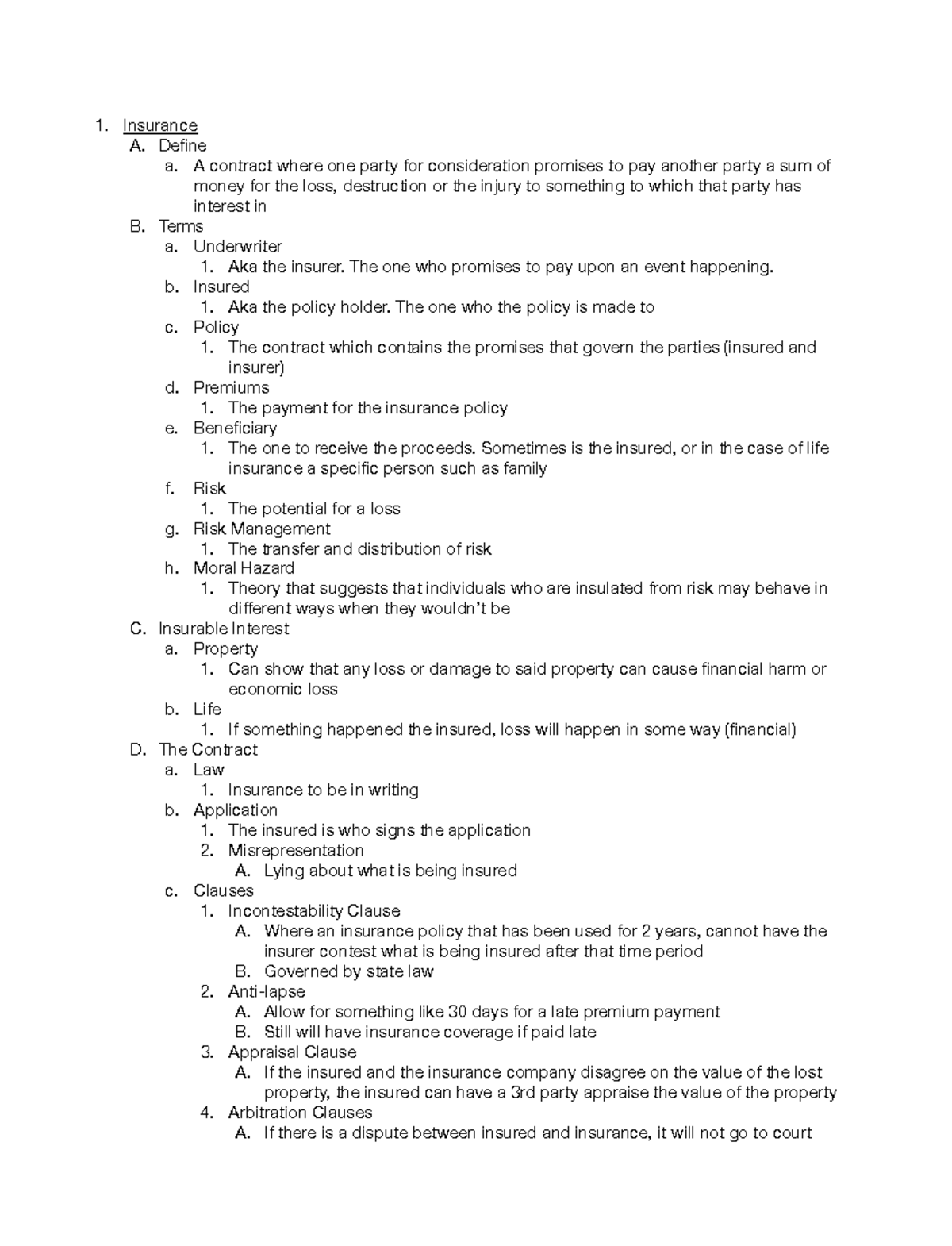 Ch 51 Insurance Law - ch 51 rebecca davis uky notes - Insurance A ...