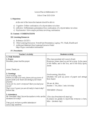 A Detailed Lesson PLAN IN Mathematics 7 (algebraic Expression) am-am ...