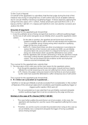 Appellant Skeleton Argument - IN THE KENT LAW SCHOOL COURT OF APPEAL ...