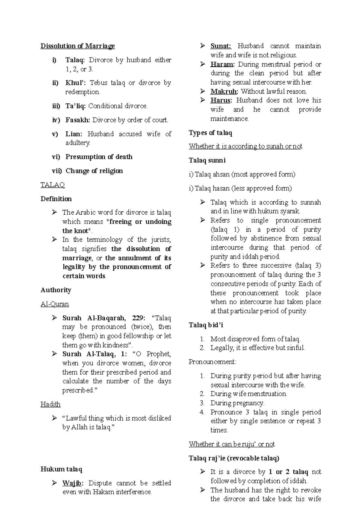Talaq - ii) Khul’: Tebus talaq or divorce by redemption. iii) Ta’liq ...