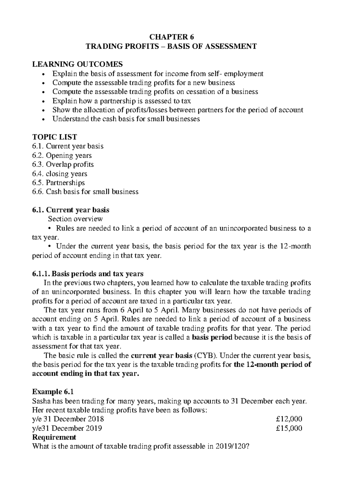 Chapter 6. Basic of assessment - CHAPTER 6 TRADING PROFITS – BASIS OF ...