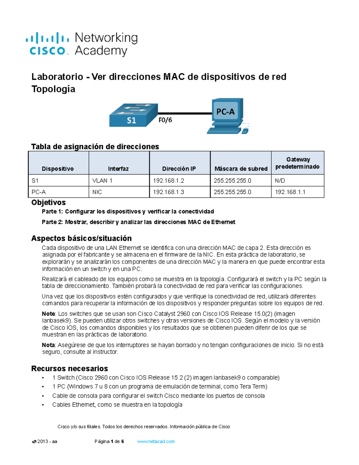 Gffg - wifi - Topología Tabla de asignación de direcciones Dispositivo Interfaz Dirección IP ...