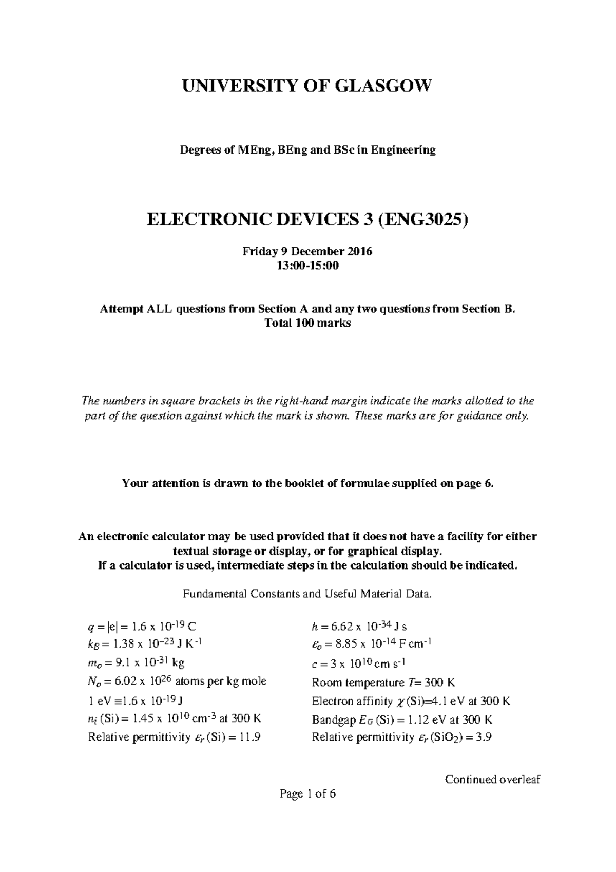 Exam 5 May 2016, questions - UNIVERSITY OF GLASGOW Degrees of MEng ...