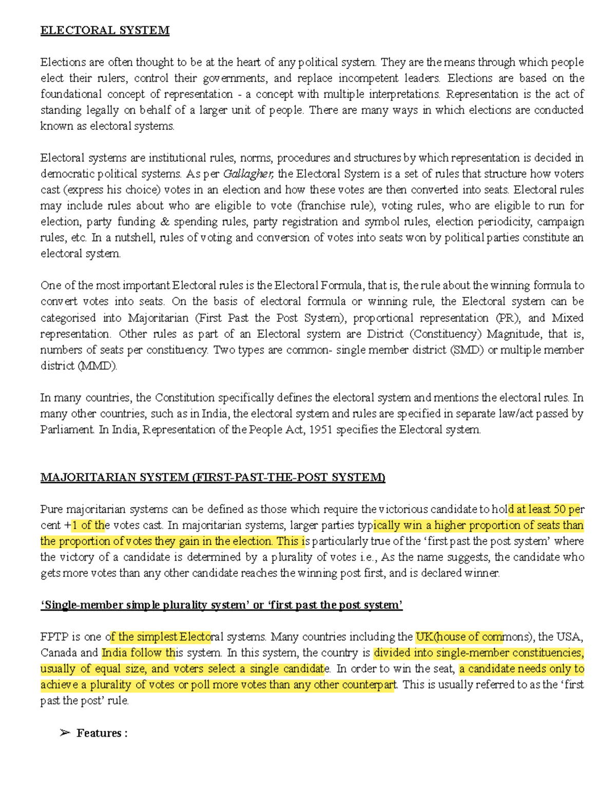 Electoral systems - ELECTORAL SYSTEM Elections are often thought to be ...