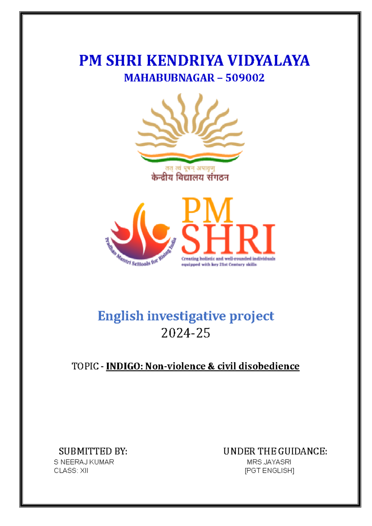 English front page - Do what you ant - PM SHRI KENDRIYA VIDYALAYA ...