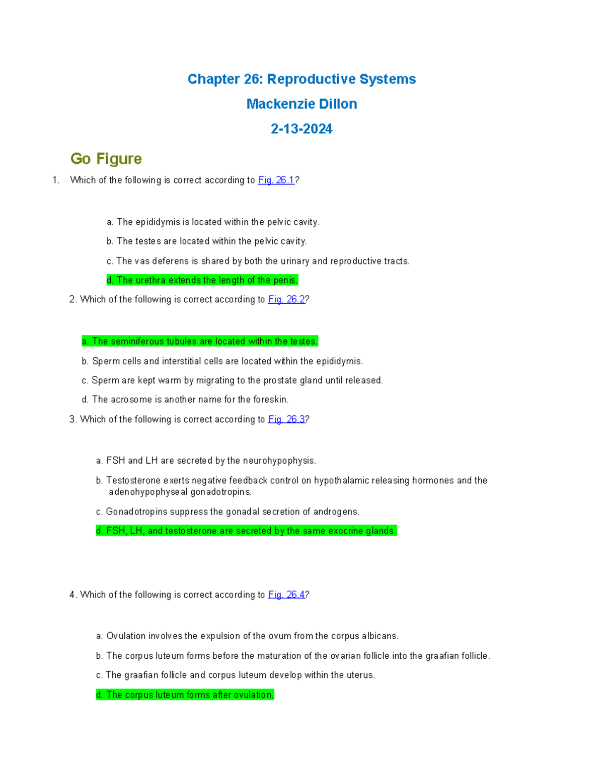 Assignment 6 wk 6 - assignmnet - Chapter 26: Reproductive Systems ...